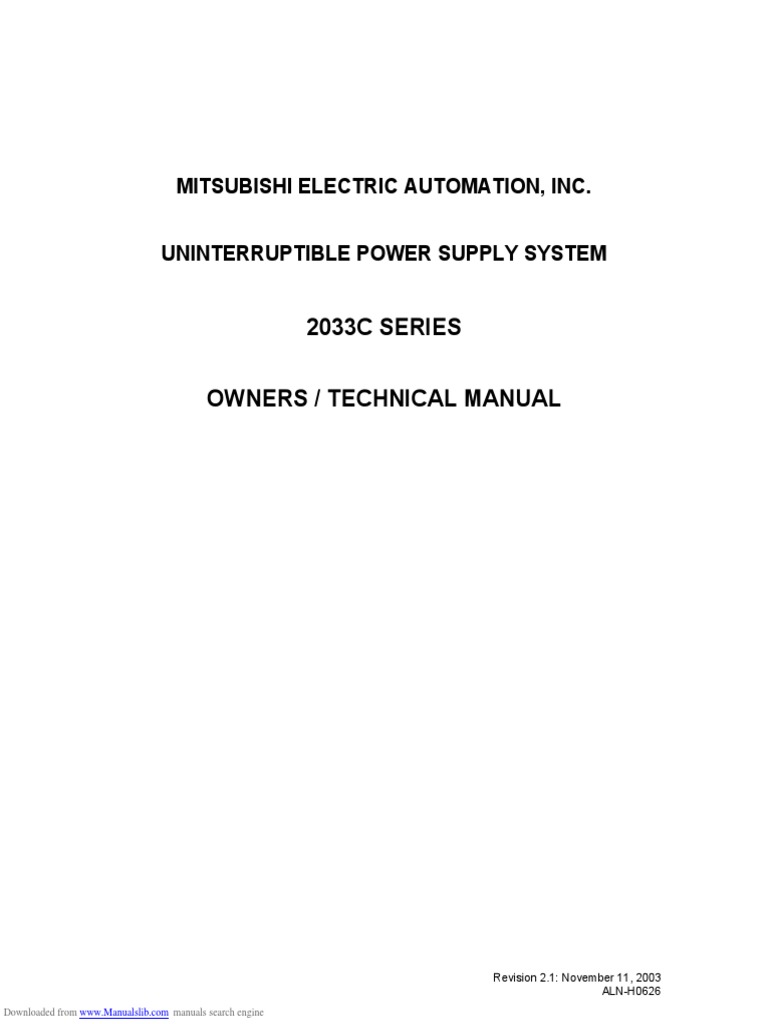 2033C SERIES Owners / Technical Manual: Mitsubishi Electric Automation ...