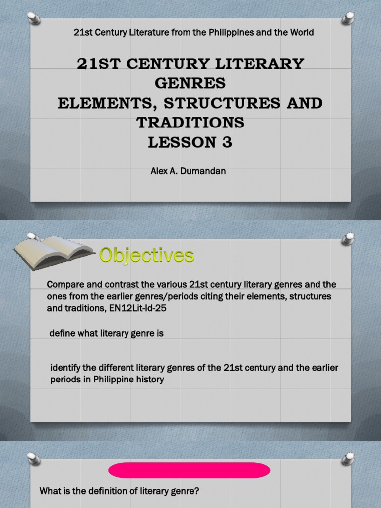 21St Century Literary Genres Elements, Structures and Traditions Lesson ...