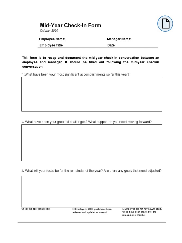 Mid-Year Check-In Form Template | PDF