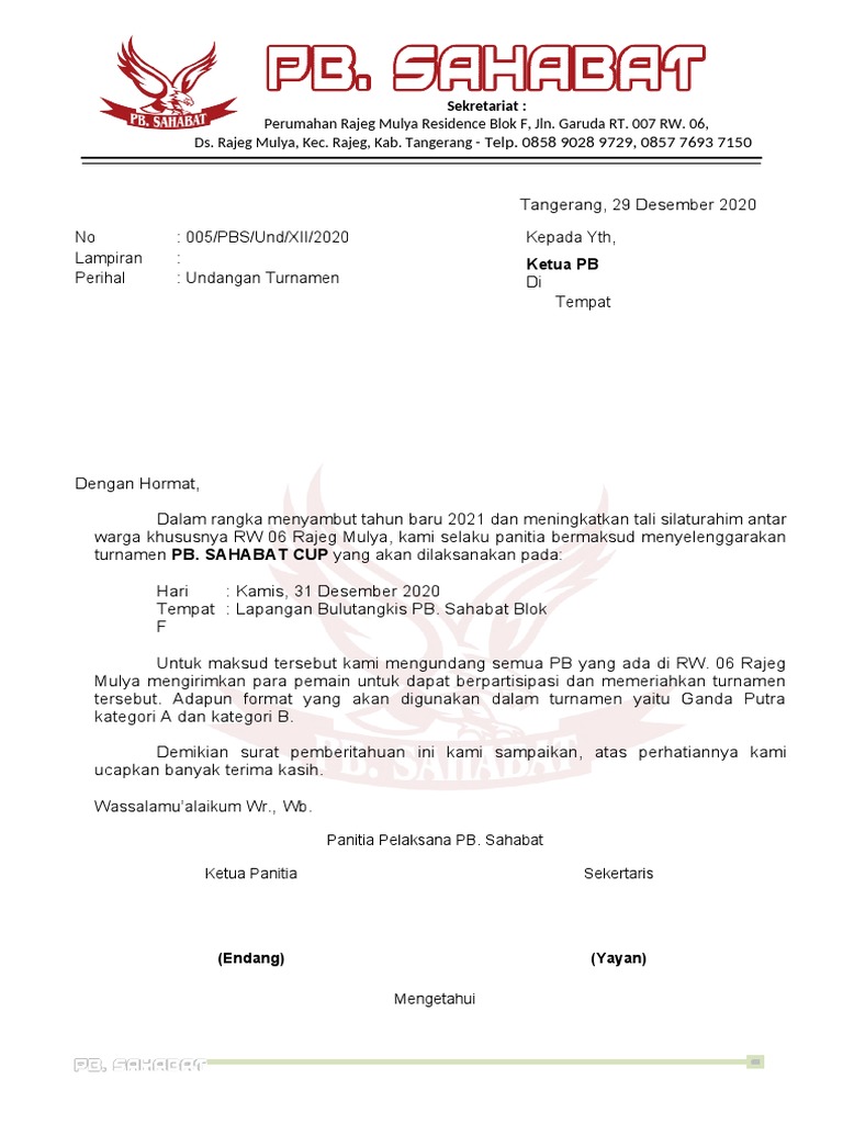 Undangan Turnamen Por | PDF