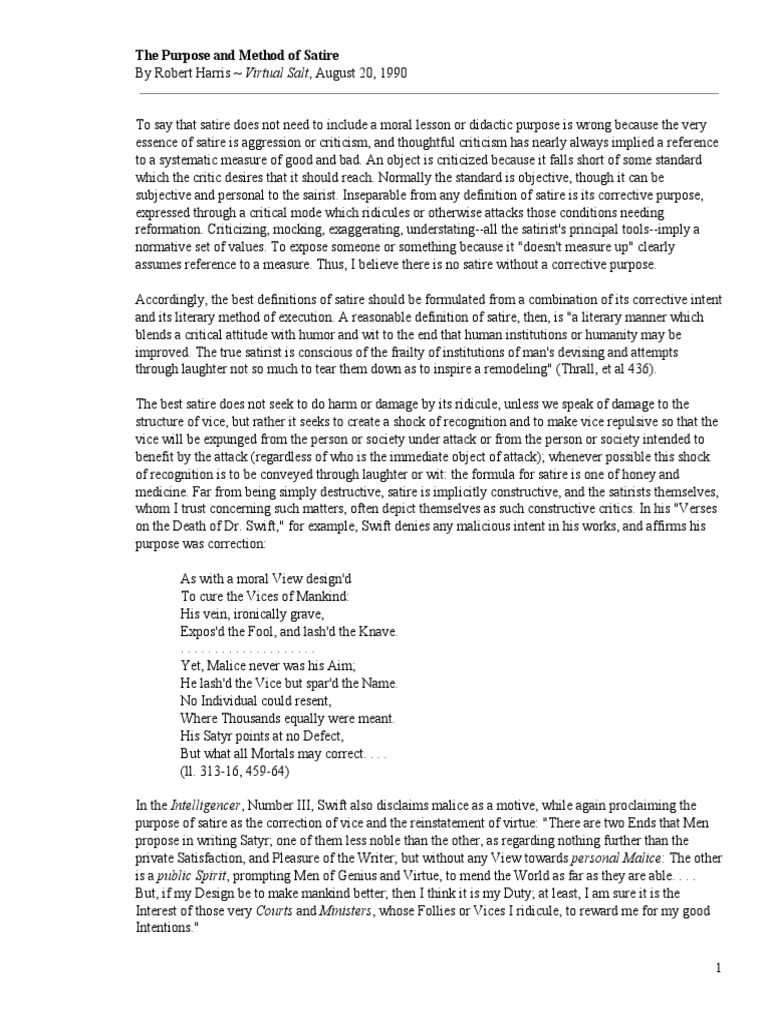 The Purpose and Method of Satire | PDF | Satire | Irony