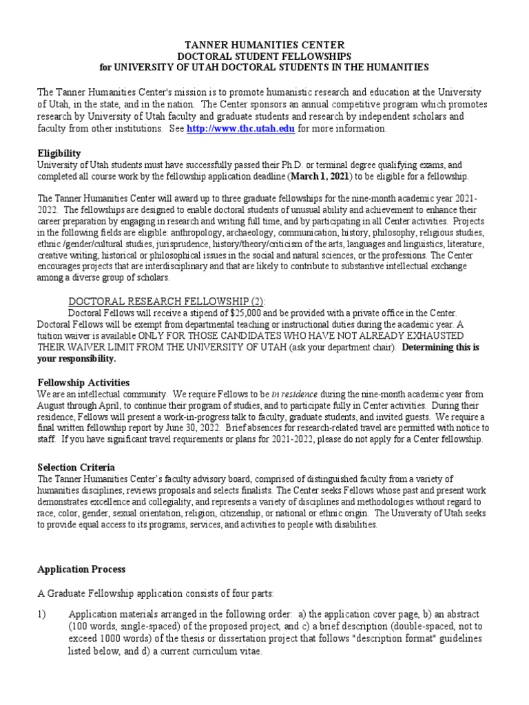 21 22 Grad Fellow Application | PDF | Doctor Of Philosophy | Graduate ...