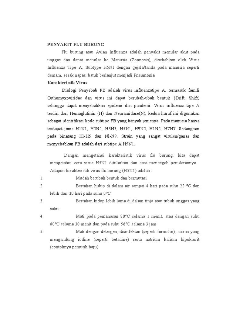 Karakteristik FLU BURUNG | PDF