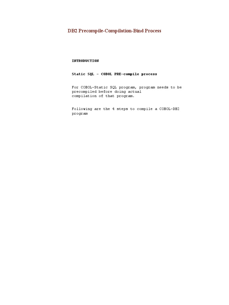 DB2 Precompile | PDF | Sql | Systems Engineering