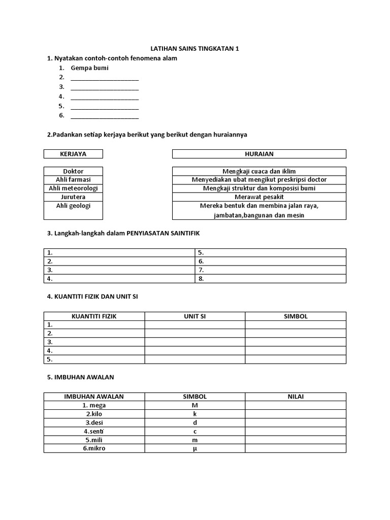Latihan Sains Tingkatan 1 Pdf