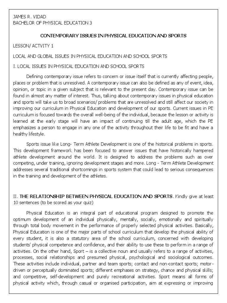 Challenges in Physical Education Today | PDF | Physical Education | Sports