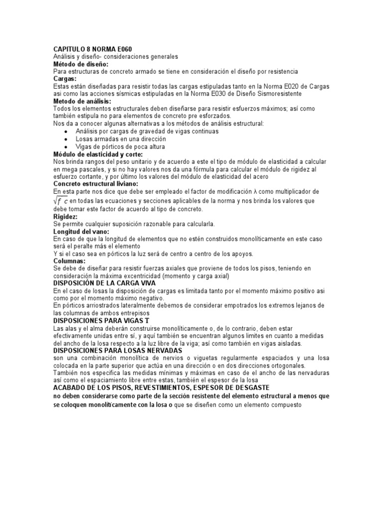 Diseño Estructural según Norma E060 | PDF | Rigidez | Hormigón