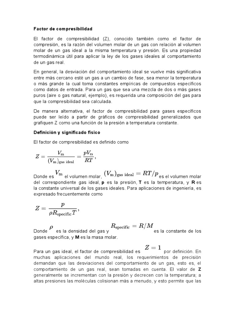 Factor de Compresibilidad | PDF | Gases | Química Física