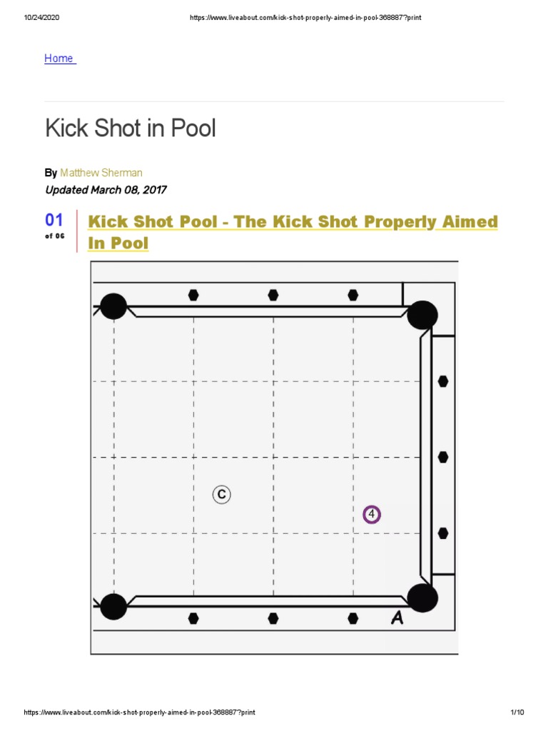 Kick Shot in Pool | PDF | Pool (Cue Sports) | Cue Sports