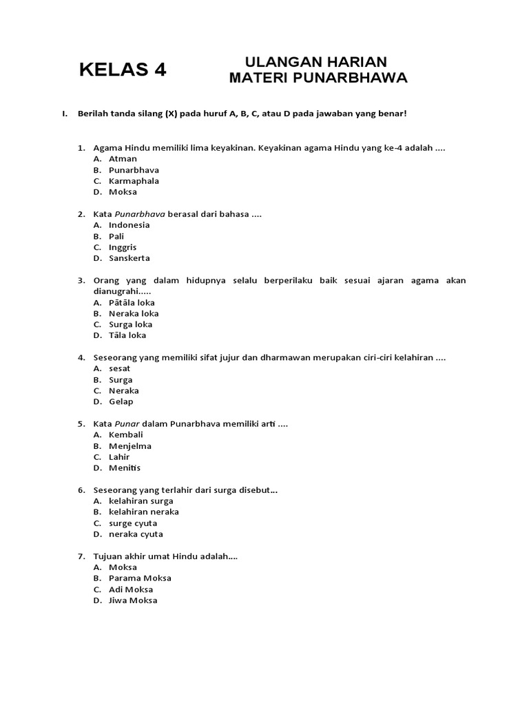 KELAS 4 Punarbhawa | PDF | Agama & Spiritualitas