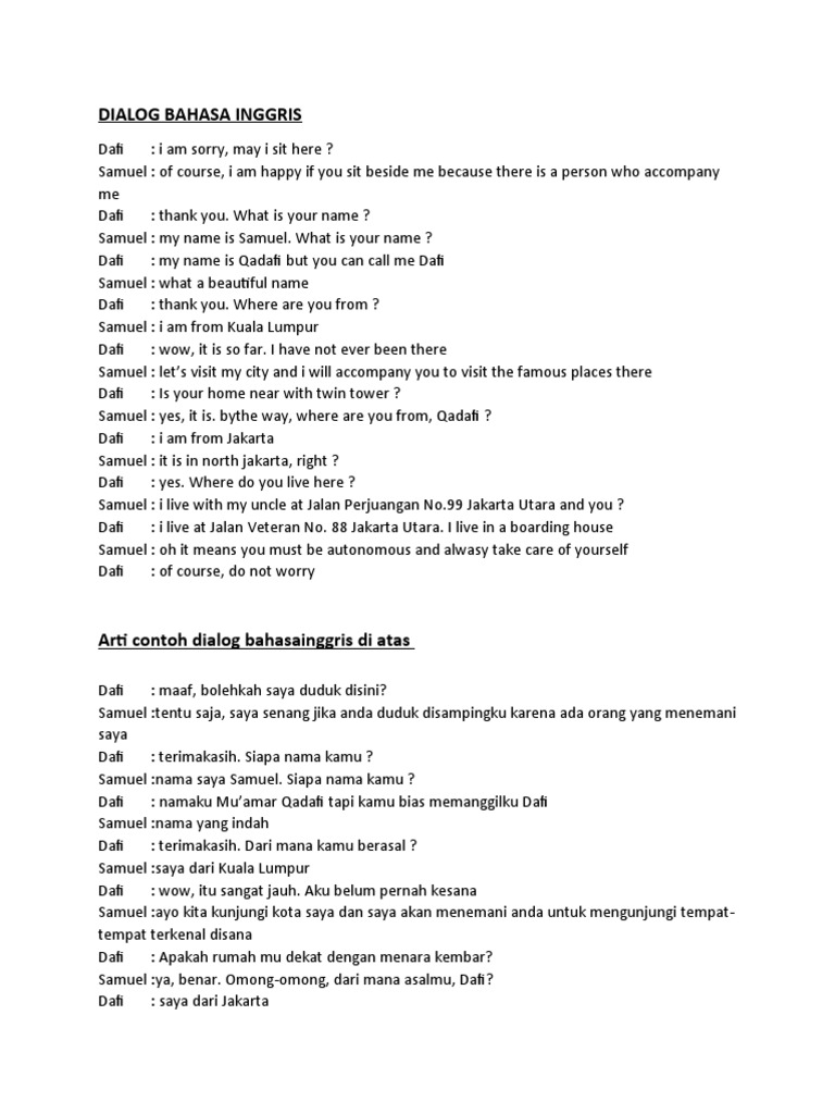 Dialog Bahasa Inggris | PDF | Gaya Hidup