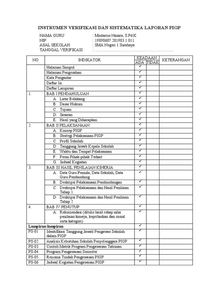 Nad INSTRUMEN VERIFIKASI Nadhia | PDF