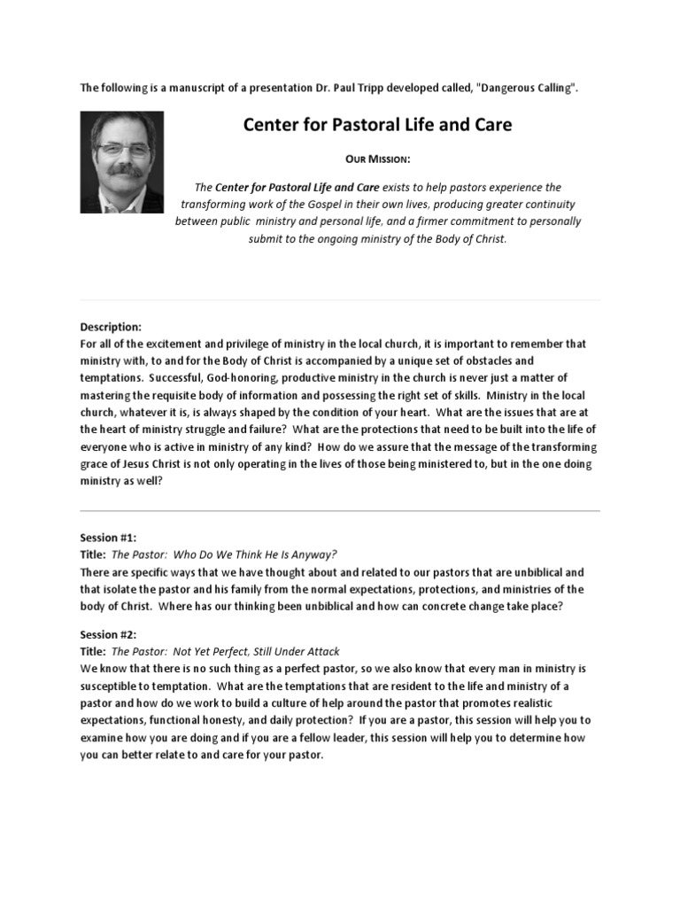 Dangerous Calling: Examining Pastoral Culture and Temptations | PDF ...