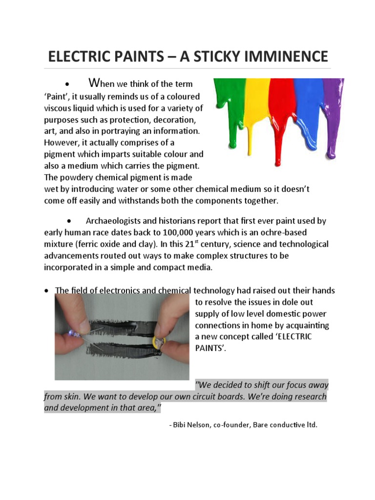 ELECTRIC PAINTS - A NEW WAY TO CREATE CIRCUITS | PDF | Paint ...