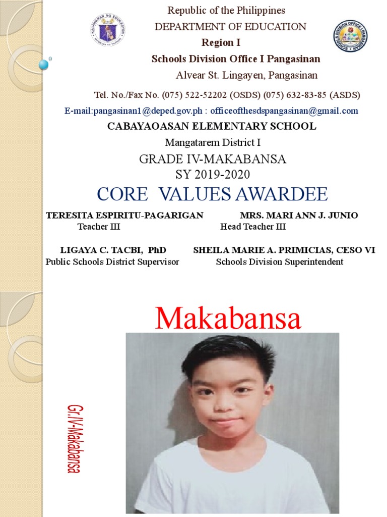 Core Values... Grade IV Makabansa. SY 2019 2020 | PDF