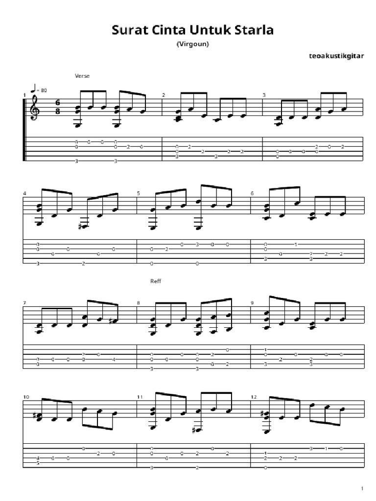 Fingerstyle Surat Cinta Untuk Starla | PDF