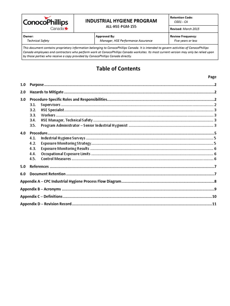 Industrial Hygiene Program | PDF | Occupational Hygiene | Occupational ...