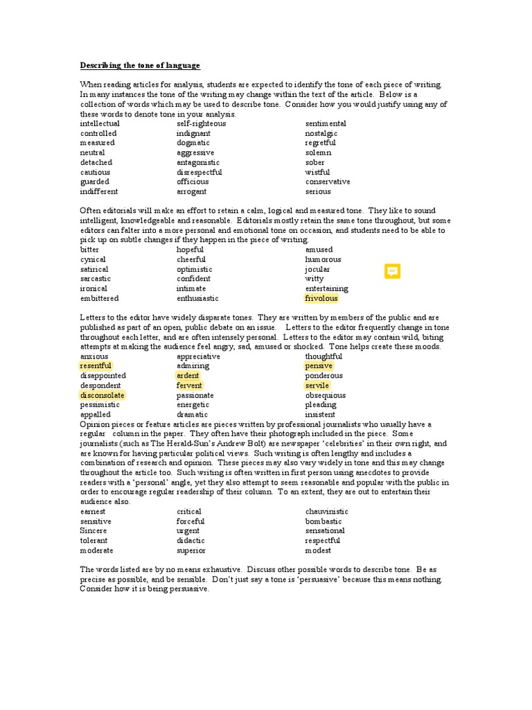 Vocabulary and Phrases For Language Analysis | PDF | Writers