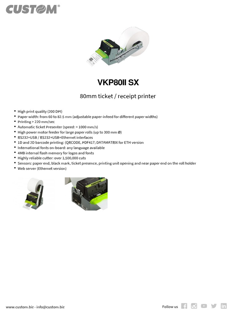 Vkp80Ii SX: 80mm Ticket / Receipt Printer | PDF | Printer (Computing ...
