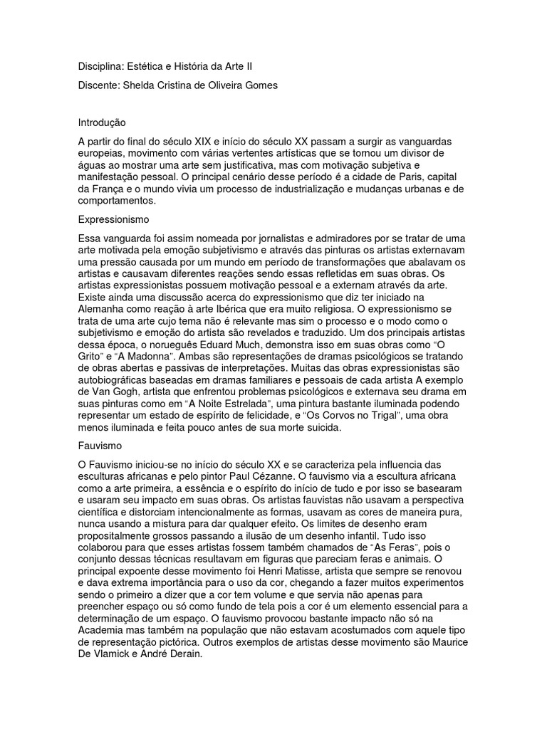 Resumo Expressionismo | PDF | Expressionismo | Pinturas