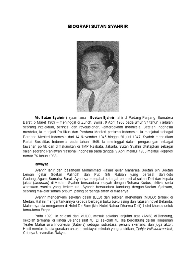 Biografi Sutan Syahrir | PDF