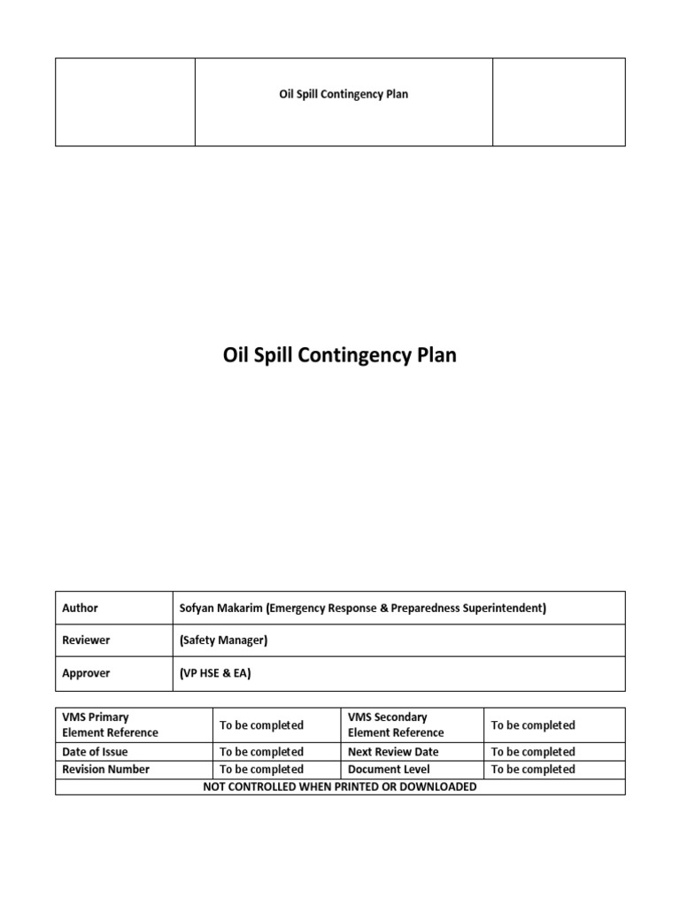 Oil Spill Contingency Plan | PDF | Oil Spill | Pipeline Transport