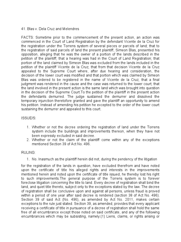 Blas V Dela Cruz and Melendres | PDF | Demurrer | Public Law