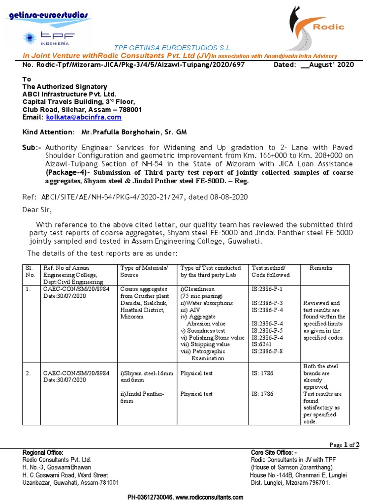 TL-LETTER On Third Party Test Report | PDF | Business
