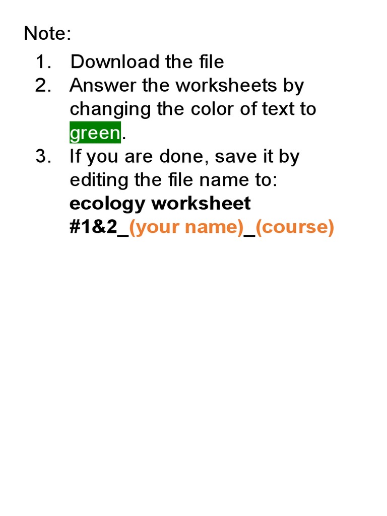 Ecology - Worksheet - 1 - and - 2 Answer | PDF | Food Web | Ecosystem