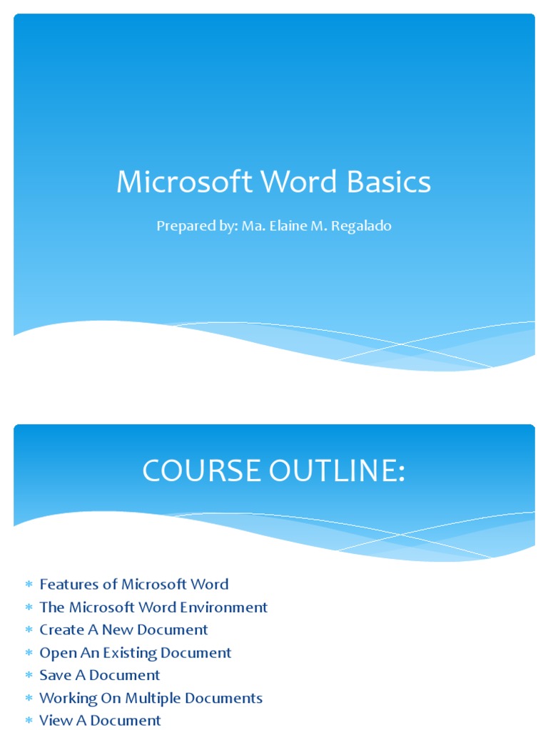 Microsoft Word Basics: Prepared By: Ma. Elaine M. Regalado | Download ...