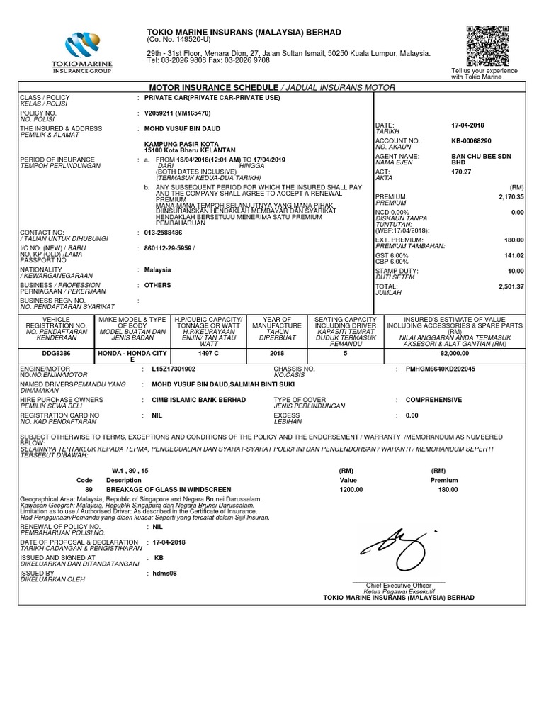Tokio Marine Insurans (Malaysia) Berhad | Download Free PDF | Credit ...