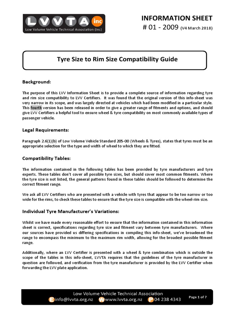 Tyre and Rim Size Compatibility Guide | PDF | Tire | Vehicles