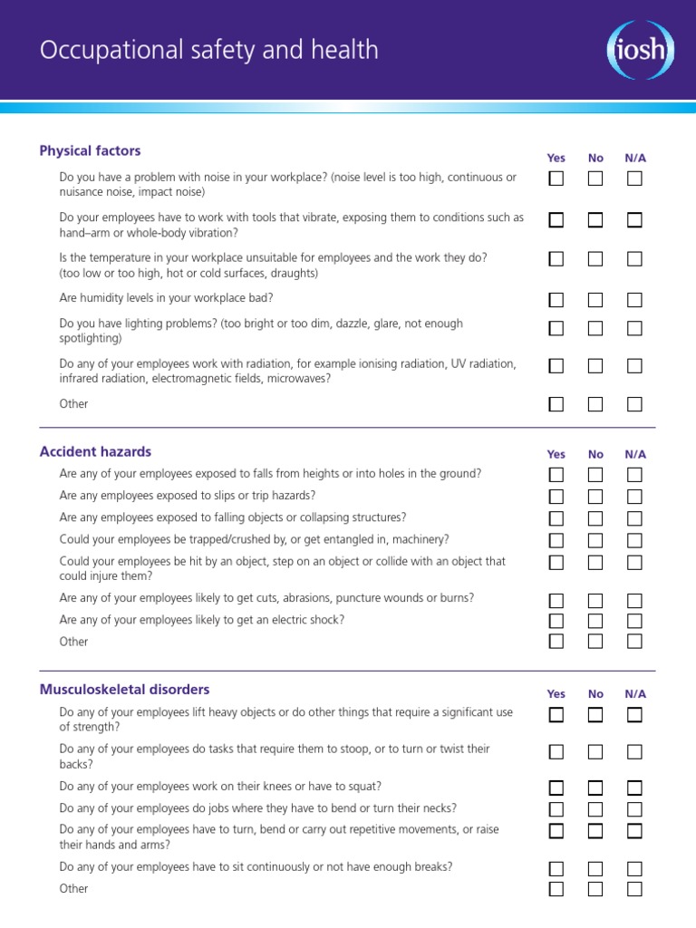 Questionnaire - OSH | Radiation | Occupational Safety And Health