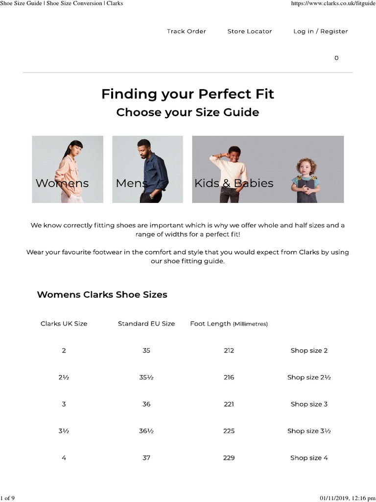Shoe Size Guide - Shoe Size Conversion - Clarks | PDF | Business