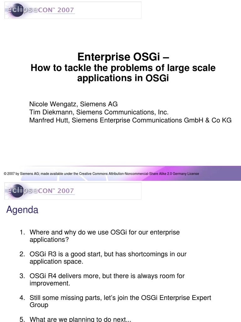 EclipseCon2007 Enterprise Osgi | PDF | Enterprise Java Beans | Software Architecture
