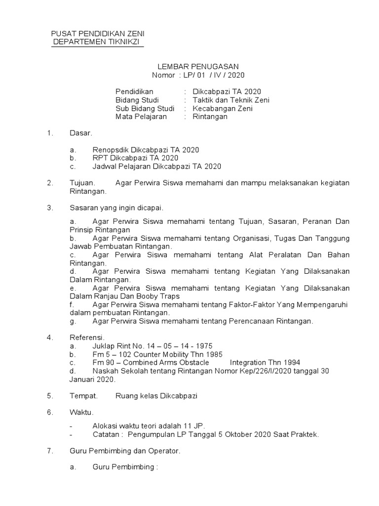 Penugasan Rintangan Zeni | PDF