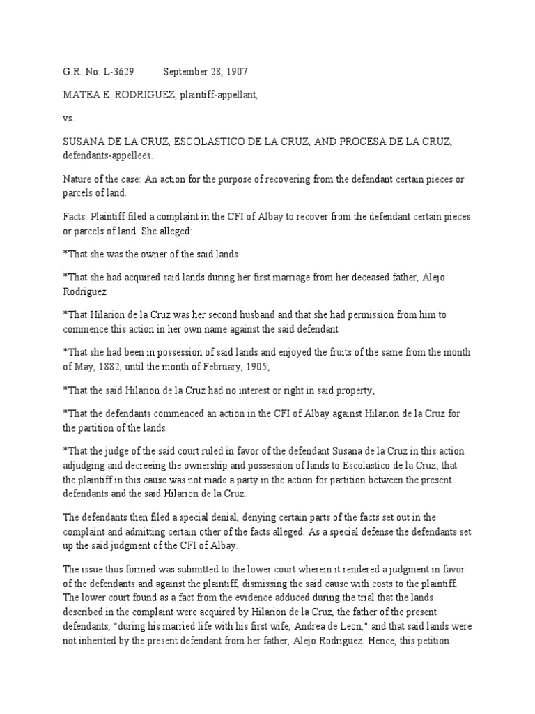 Matea Rodriguez Land Ownership Case | PDF | Complaint | Judgment (Law)