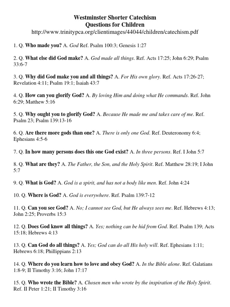 Catechism Questions for Children | PDF | Lord's Prayer | Ten Commandments