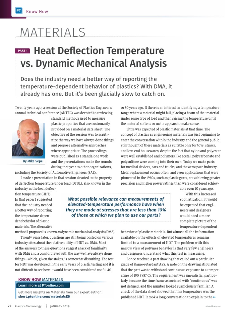 Heat Deflection Temperature Vs DMA | PDF | Plastic | Yield (Engineering)