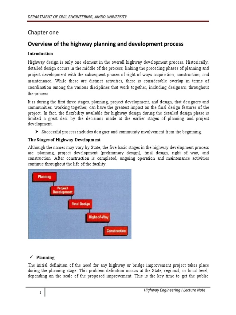 Overview of The Highway Planning and Development Process: Chapter One ...