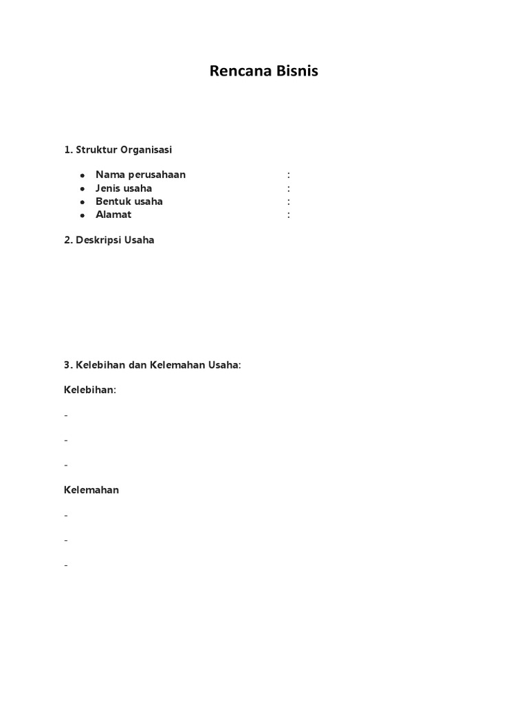 Contoh Rencana Bisnis | PDF