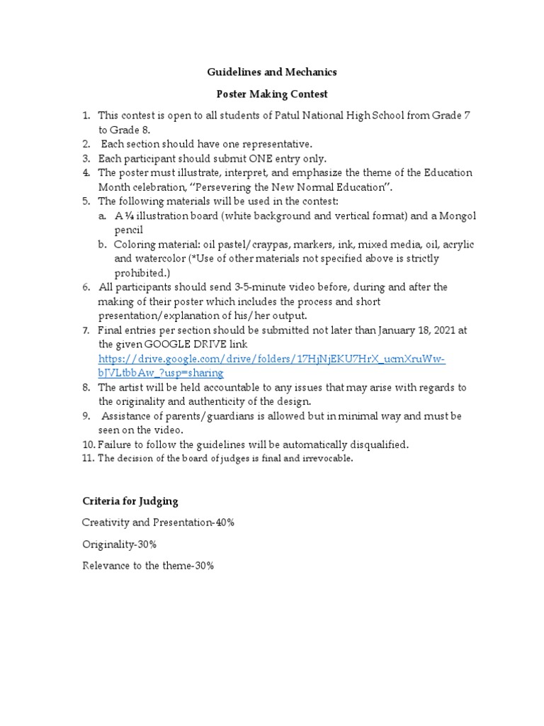 Poster Making Contest Guidelines | PDF | Business | Social Science