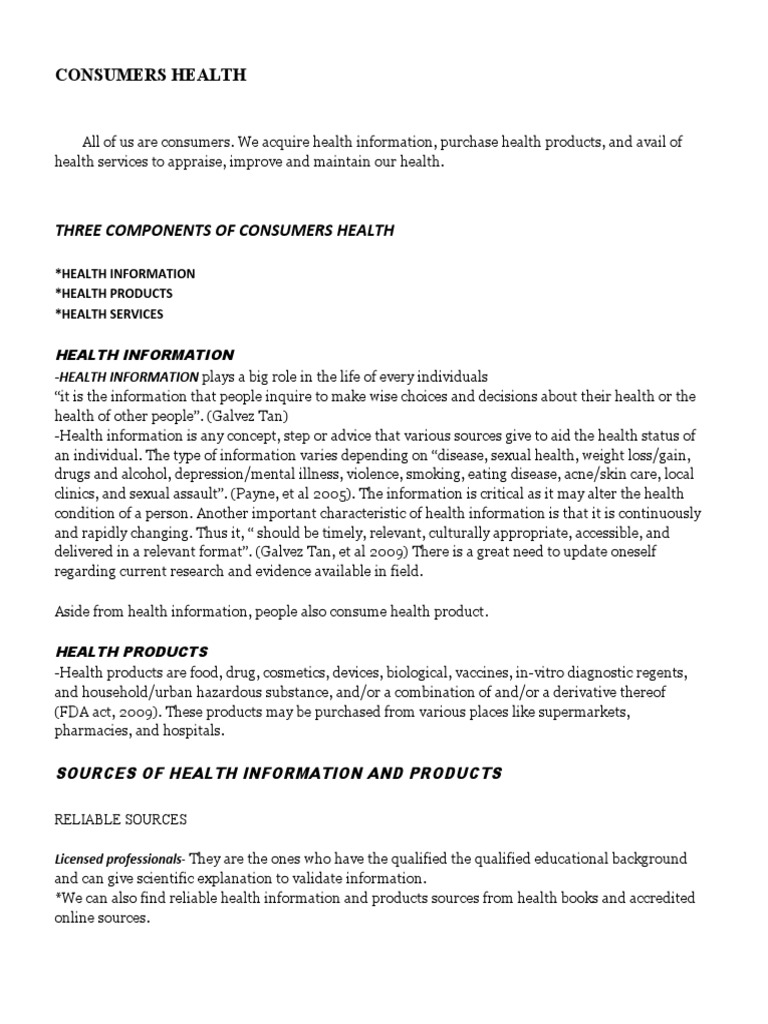 Three Components of Consumers Health | PDF | Hospital | Health Care