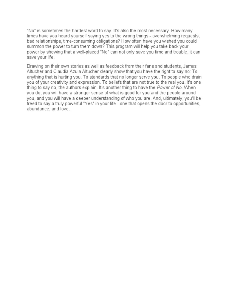 The Power of Saying No | PDF