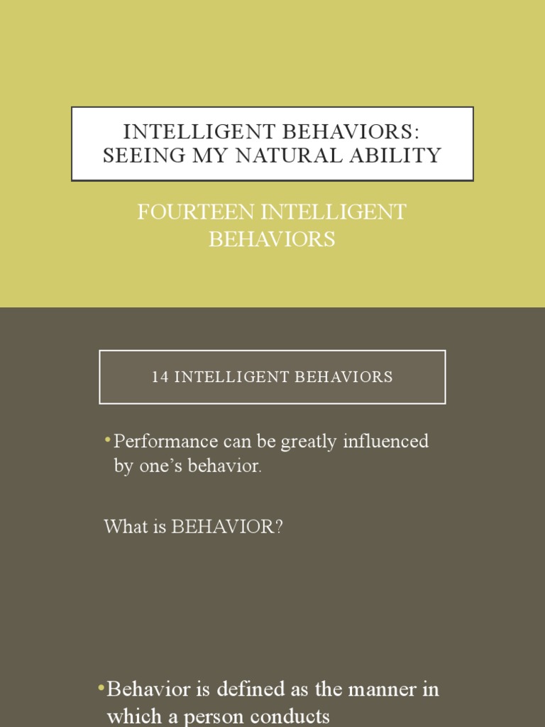 Intelligent Behaviors: Seeing My Natural Ability | PDF | Insight | Behavior