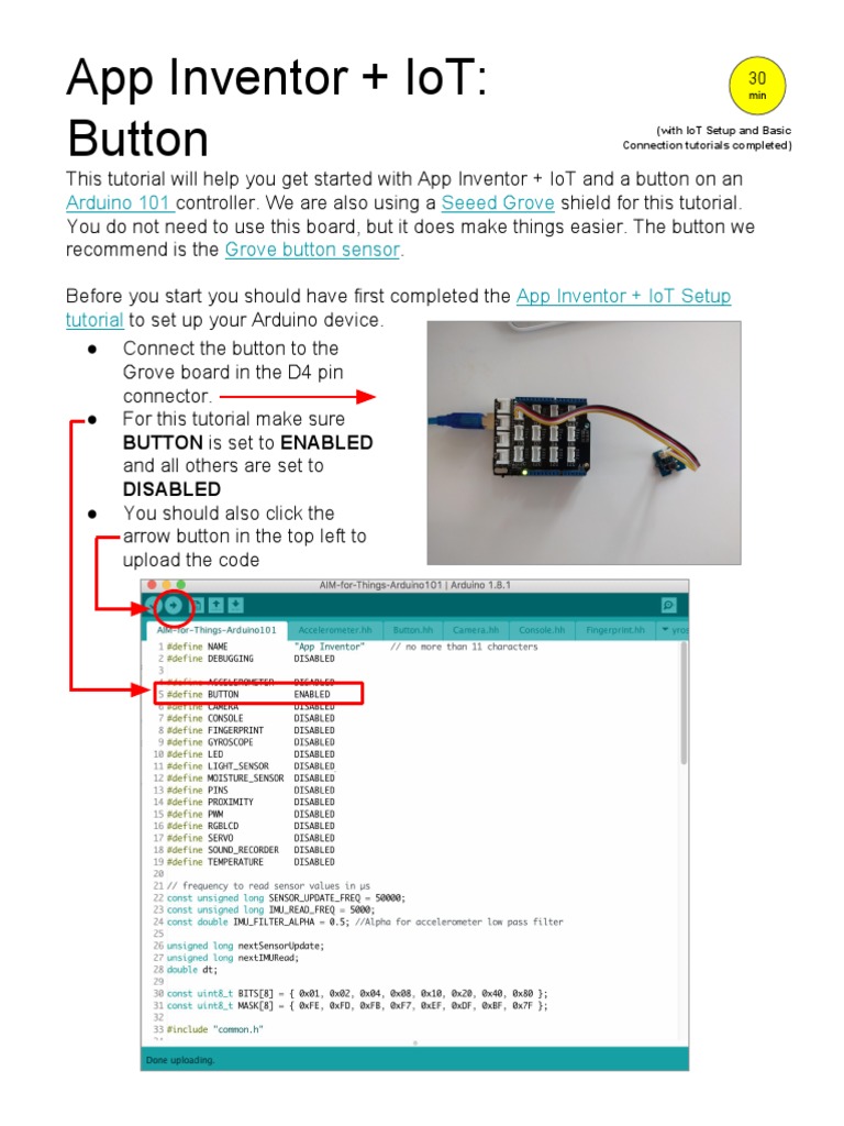 MIT App Inventor IoT Button | PDF | Internet Of Things | Arduino