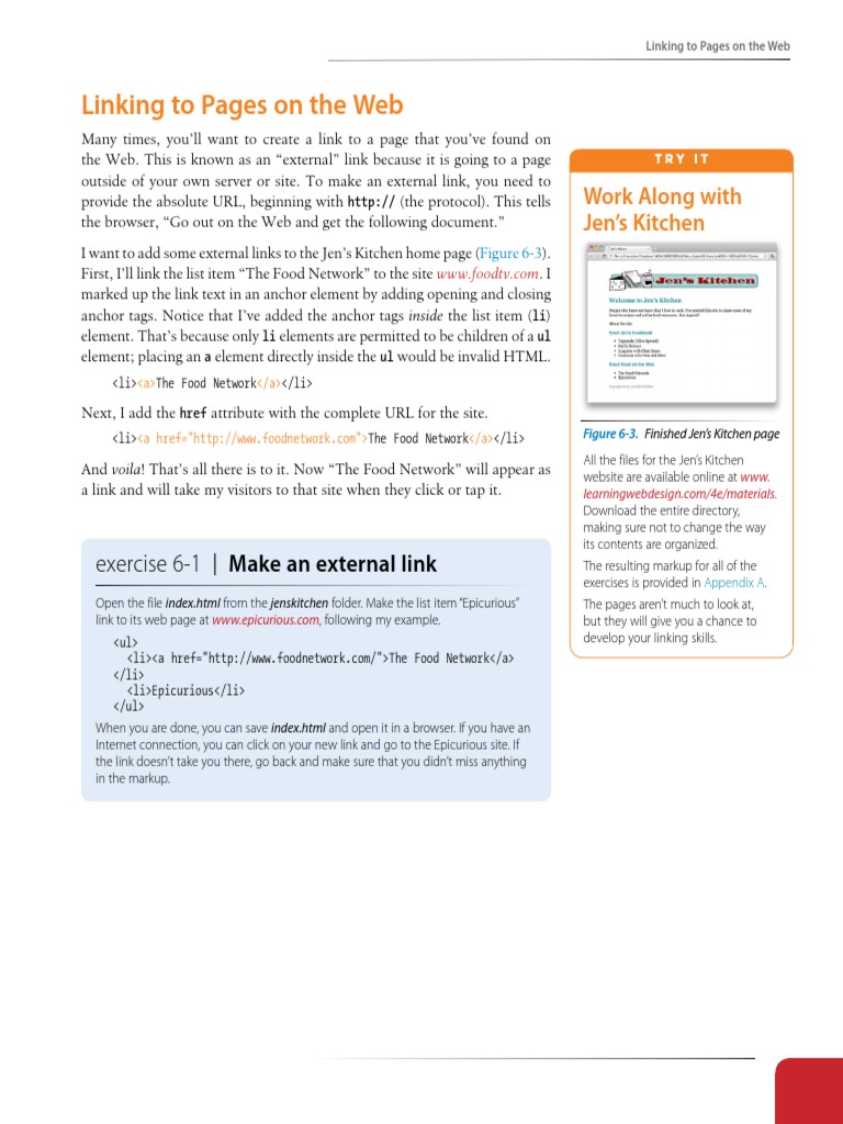 Linking To Pages On The Web: Exercise 6-1 | PDF | Html Element | World ...