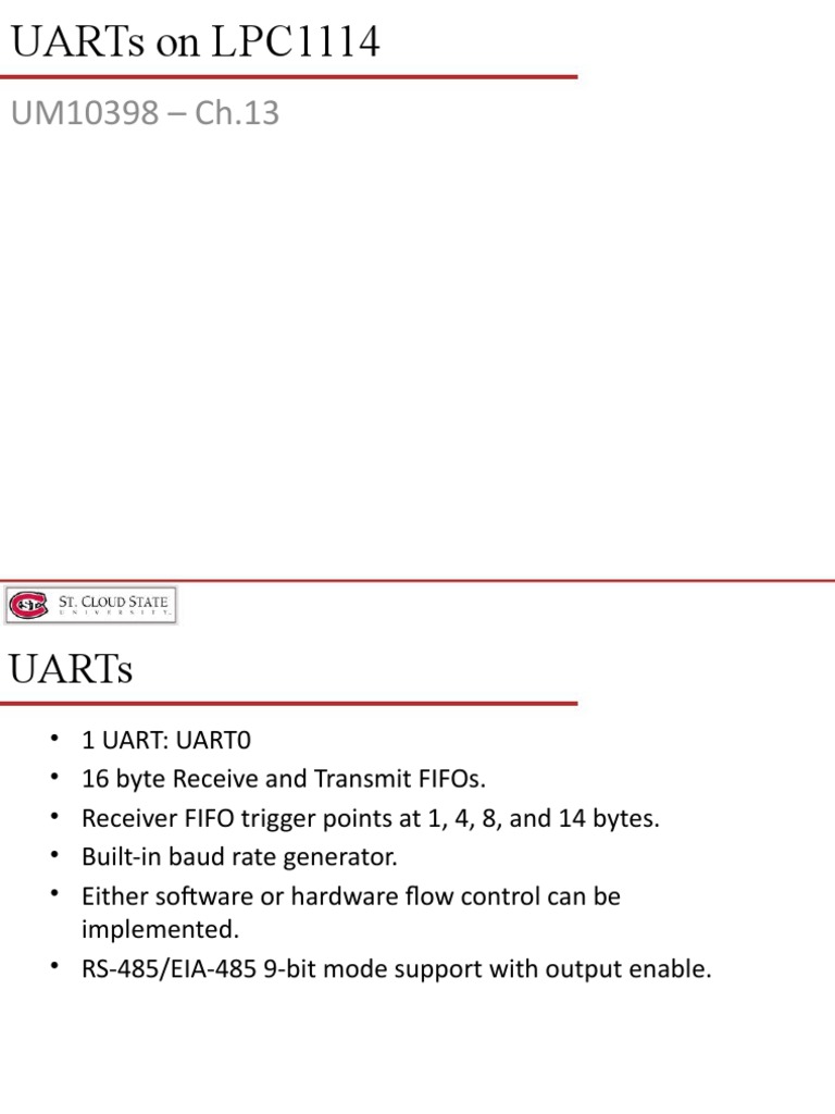 Lecture 15 - UARTs On LPC1114 | PDF | Physical Layer Protocols | Information Technology