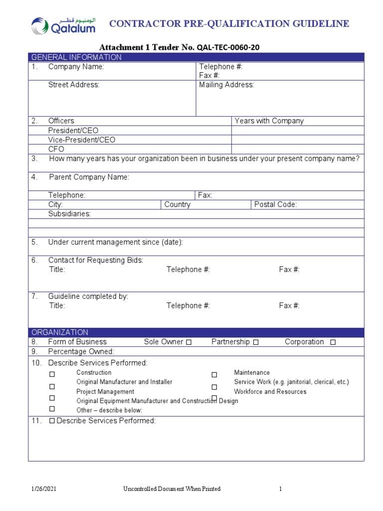 Contractor HSE Management Pre-Qualification | Download Free PDF ...