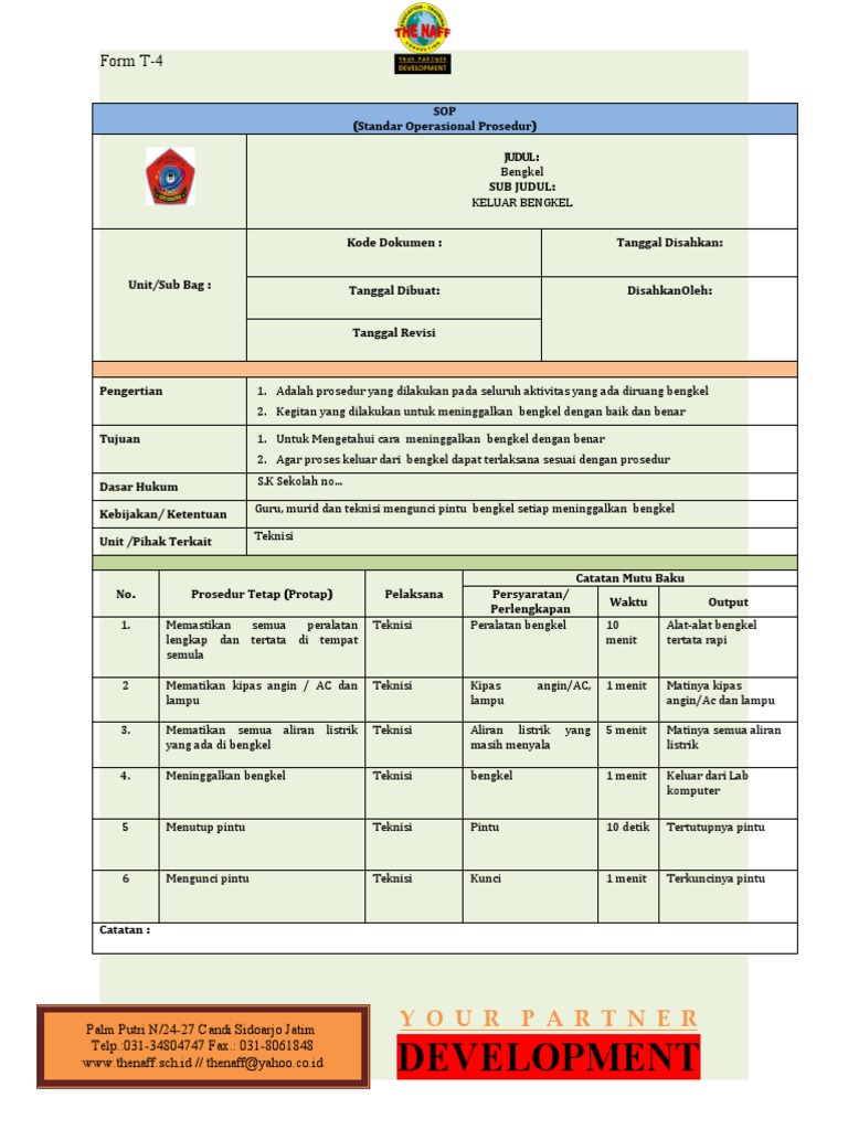 SOP Keluar Bengkel untuk Teknisi | PDF